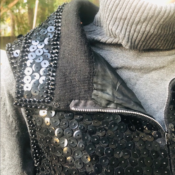 CYN-LES | Jackets & Coats | Cynles Hong Kong Black Sequin Vest Sz 8 ...